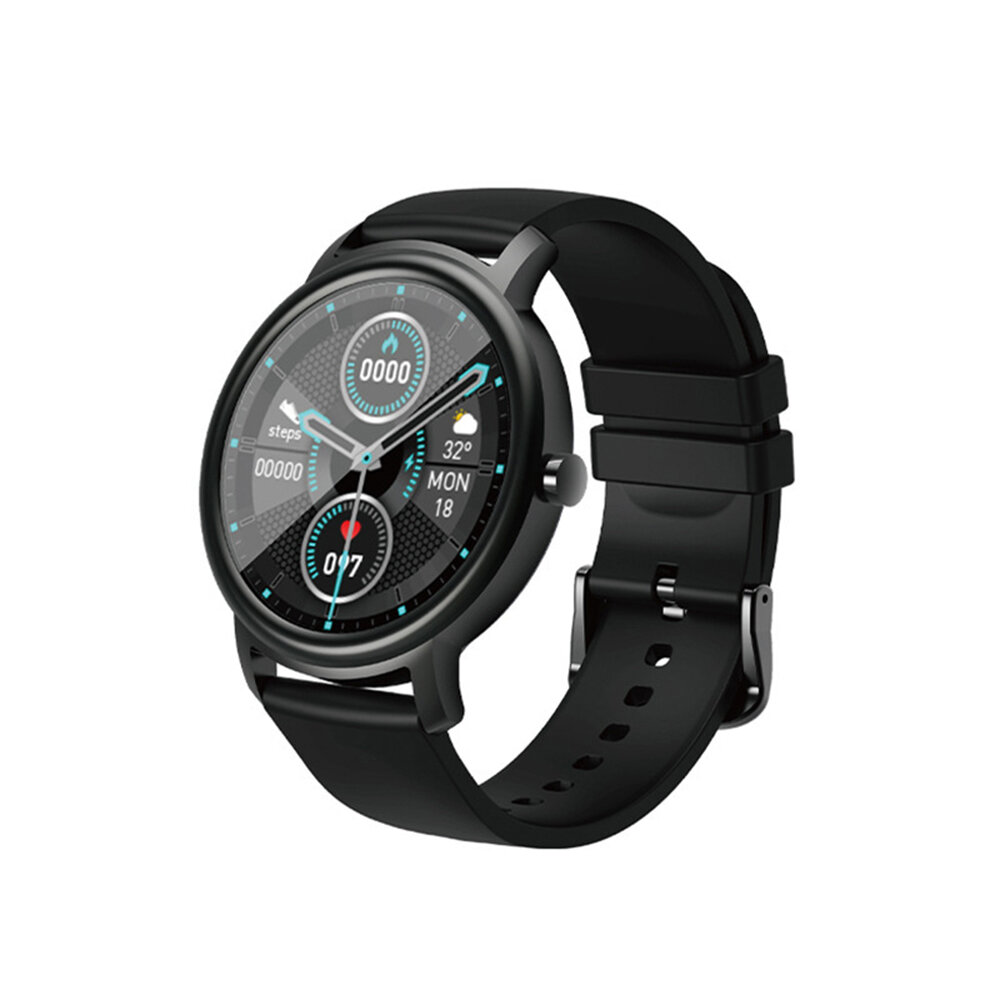 Мibro Air Smart Watch Sports Watch с 1.28-дюймовым TFT сенсорным экраном, 12 режимами спорта, 24-часовым биотрекером сердечного ритма, батареей 200mAh, черный цвет, модель XPAW001, диаметр корпуса 42mm, толщина 9.2mm, ширина ремешка 20mm, развернутая