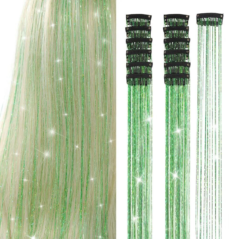 Блестящие косы-нити Fruit Green, 12 шт.