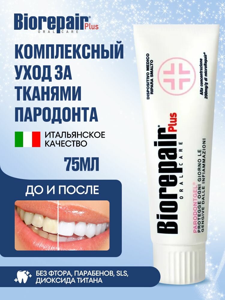 Зубная паста Biorepair Plus Parodontgel при воспалении дёсен, 75 мл