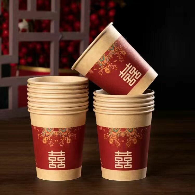 Утолщенные бумажные стаканчики для свадебных принадлежностей, красные бумажные стаканчики для свадебных банкетов, особо