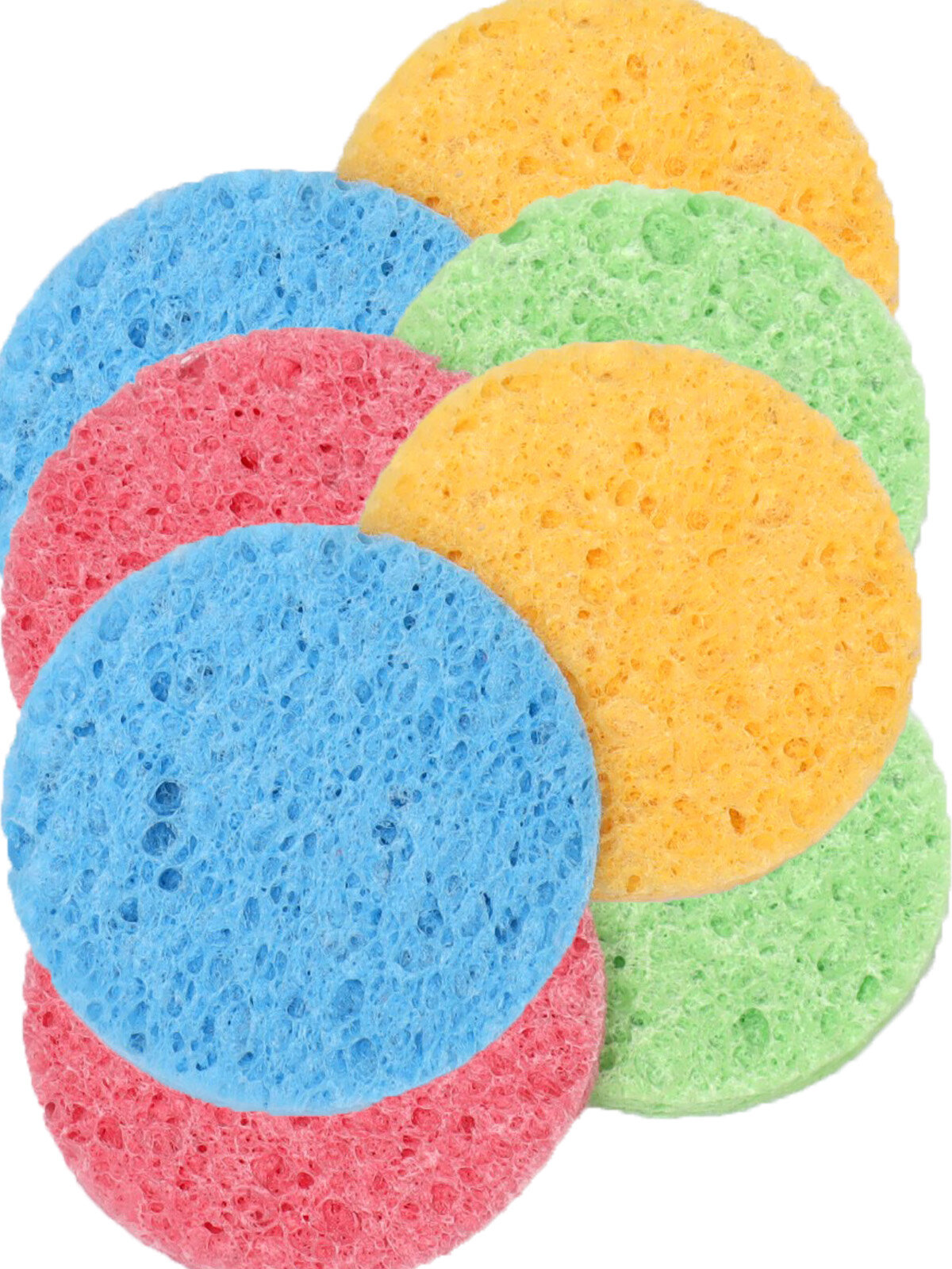 Спонжи для умывания, материал - целлюлоза, цвет - микс, d=7 см, 2 шт х 4 уп