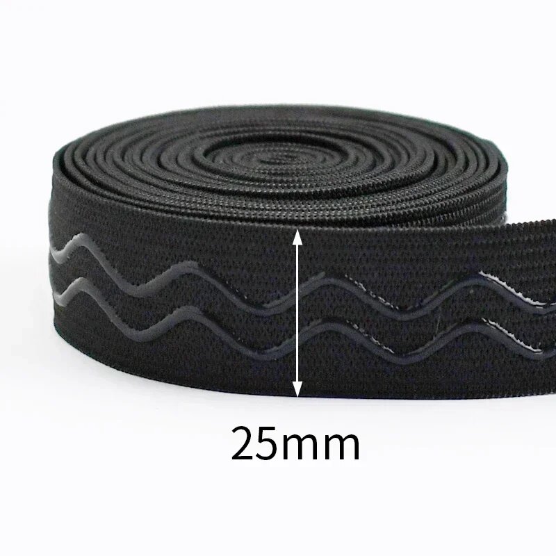 Черная эластичная лента 25 мм, 5 метров, EB013-Black2-25mm