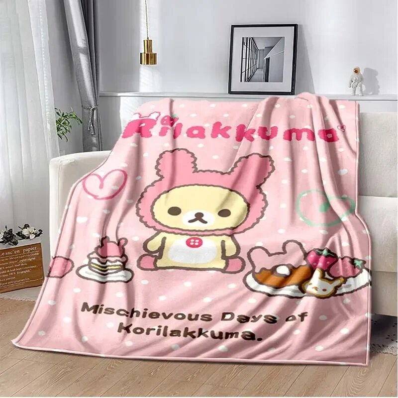 Розовый плед Rilakkuma 150x220см, фланель, цвет 4