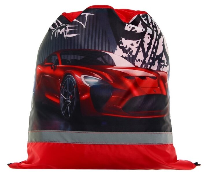 Мешок для обуви Пчёлка Night Drive, полиэстер, красный, 49 см x 41 см