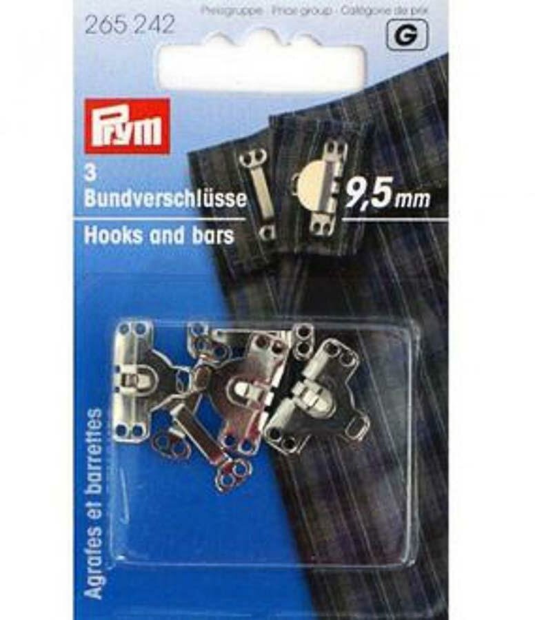 PRYM 265242 Крючки для юбок и брюк 9.5 мм в блистере 3 шт.