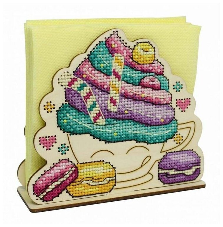 Набор для вышивания Щепка "Салфетница Пирожное", 15x5x11 см