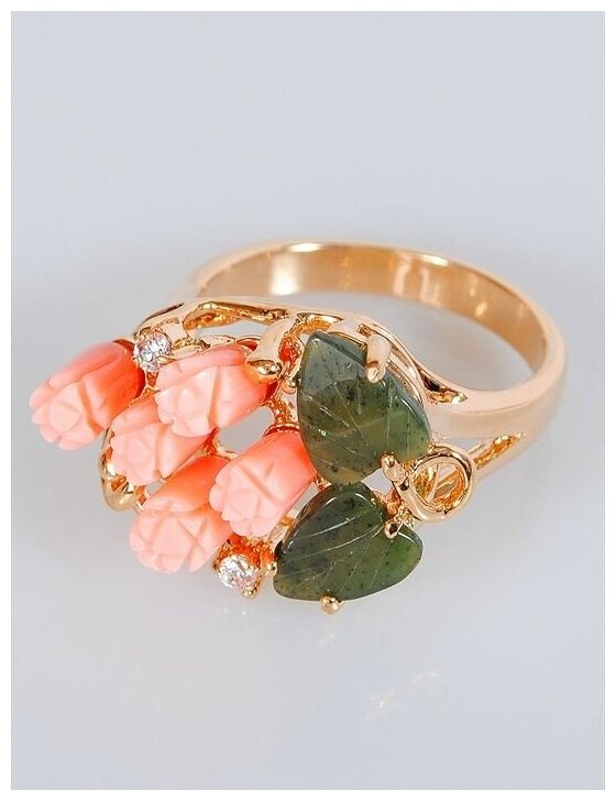 Кольцо, коралл, нефрит