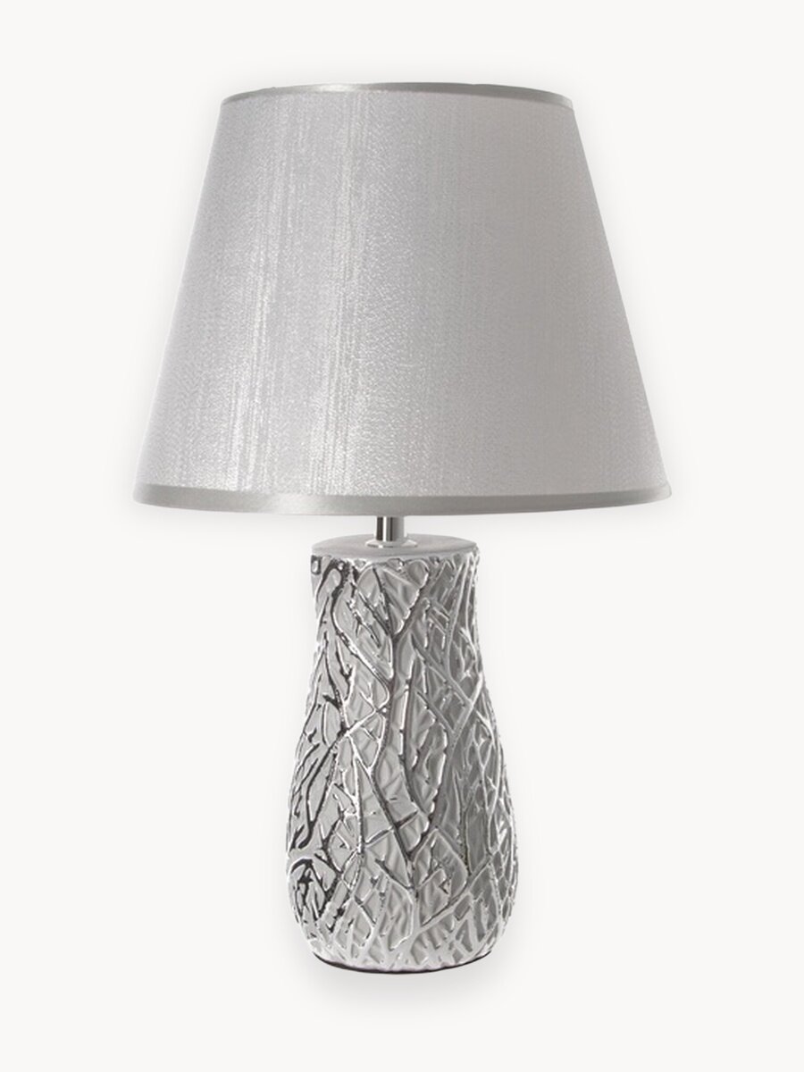 Настольная лампа с абажуром RISALUX «Мессина», Е14, 40 Вт, серебристый, 25×25×44 см