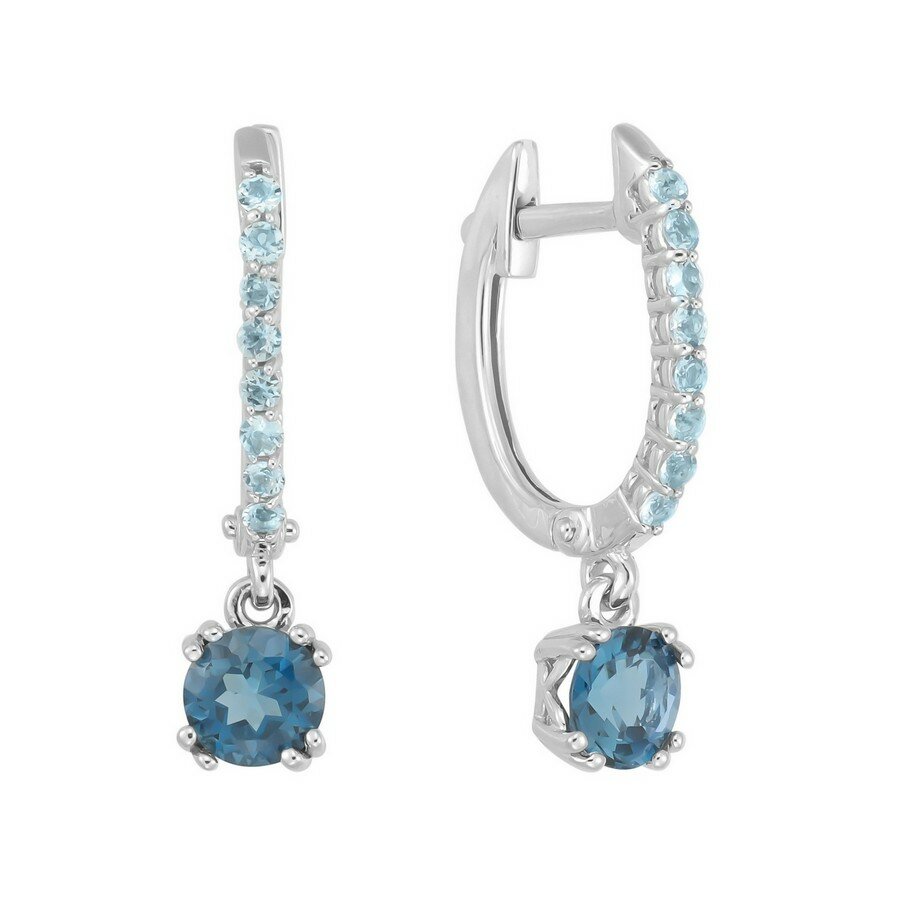 Серьги, белое золото, 585 проба, топаз