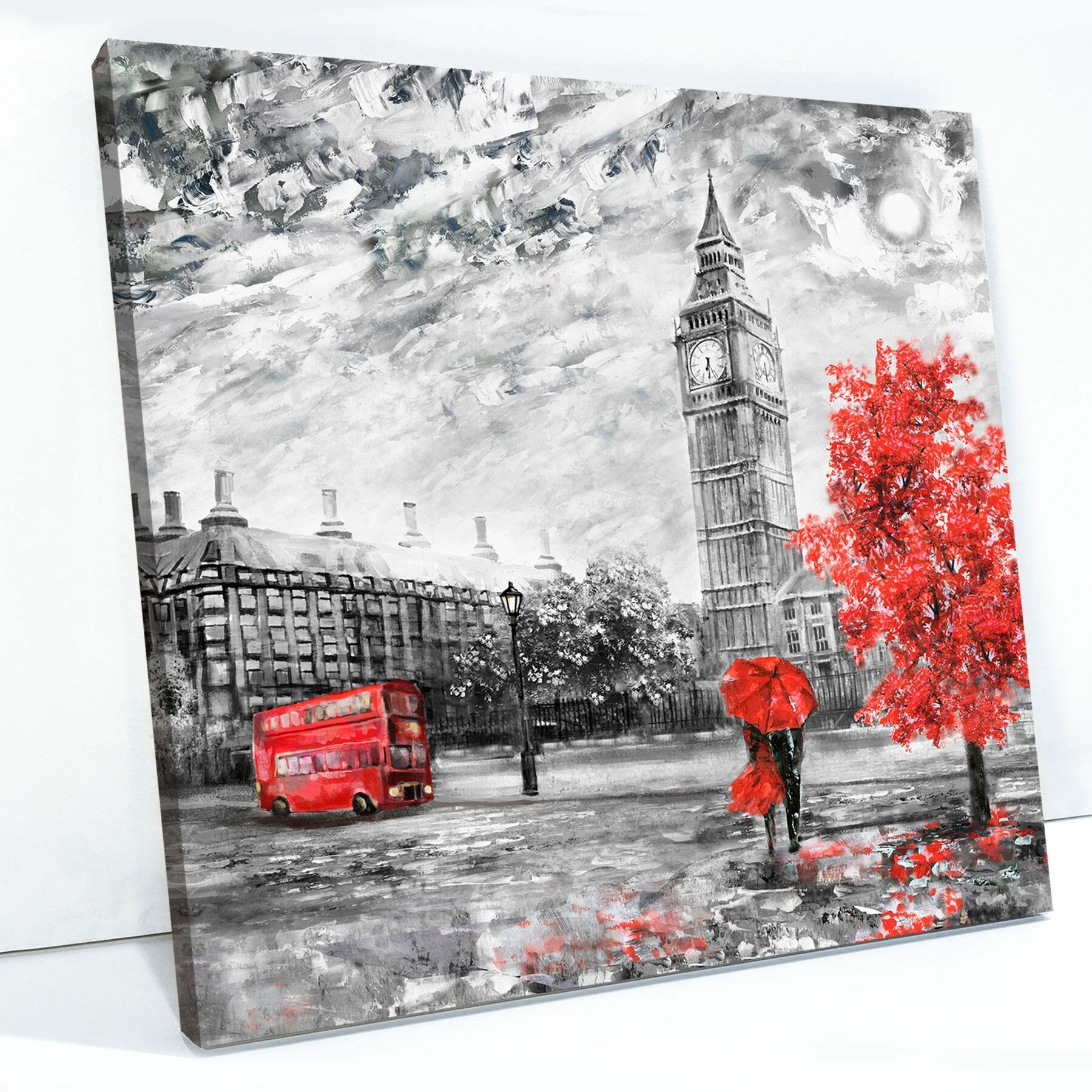 Картина Лондон и красная осень на холсте 40х40см