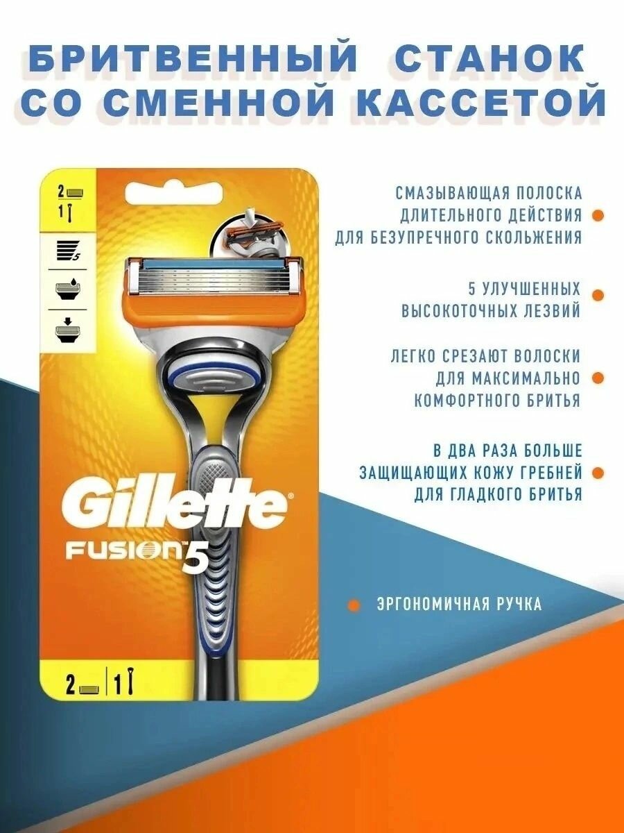 Бритва мужская со сменными кассетами, 2шт, 5лезвий, точным триммером для бороды и усов