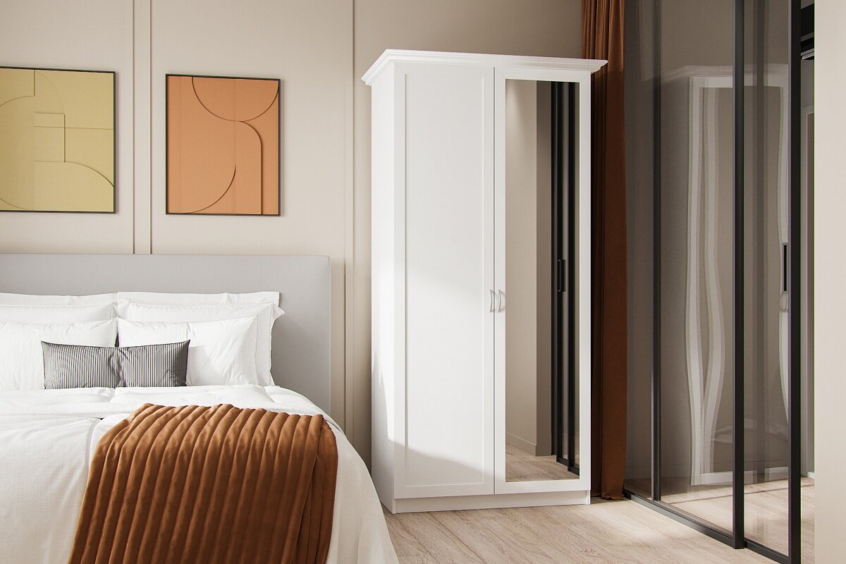 Шкаф распашной МебельЛэнд24 Стайл Классик - 2.2 80x52x200 для одежды двухдверный с зеркалом