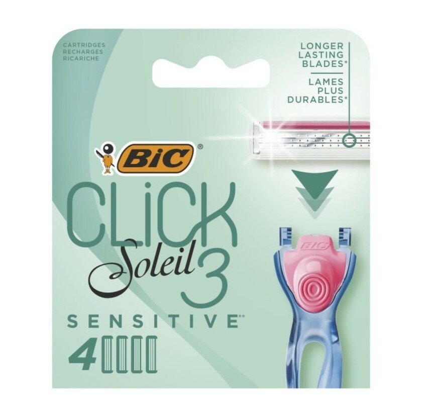 Набор из 3 штук Кассеты для бритья женские BIC click sensitive 3 (4шт)