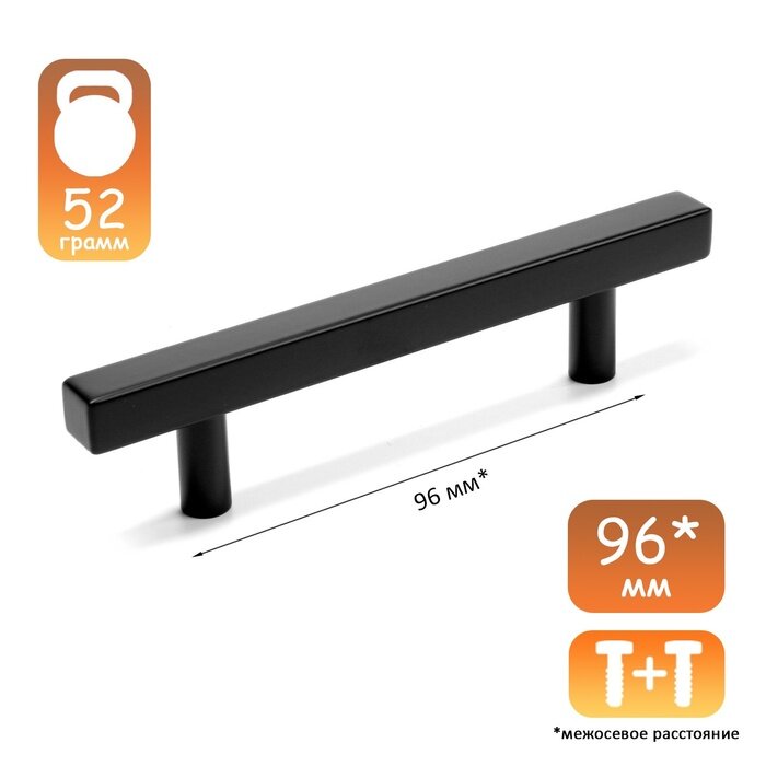 Ручка-рейлинг квадрат CAPPIO, м/о 96 мм, L=150 мм, цвет