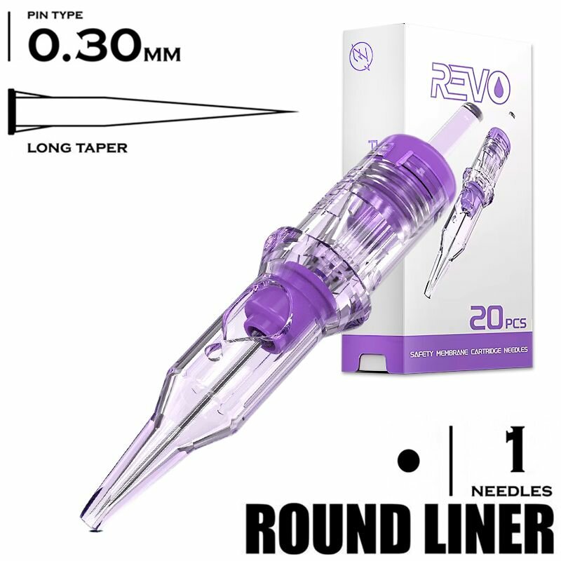 Картриджи для тату и татуажа EZ INKin REVO PMU 0.30/01 RLLT Round Liner, 20шт