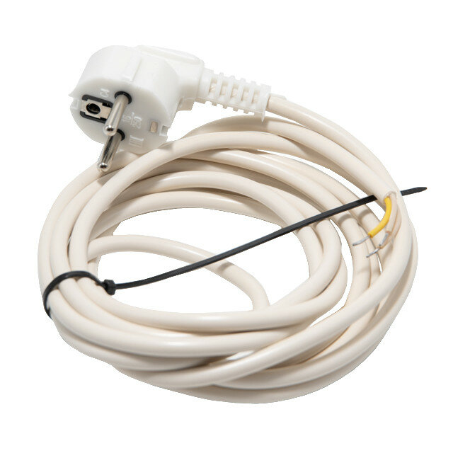 Шнур с вилкой армированный ПВС 3х0,75мм 6А 1,5м белый