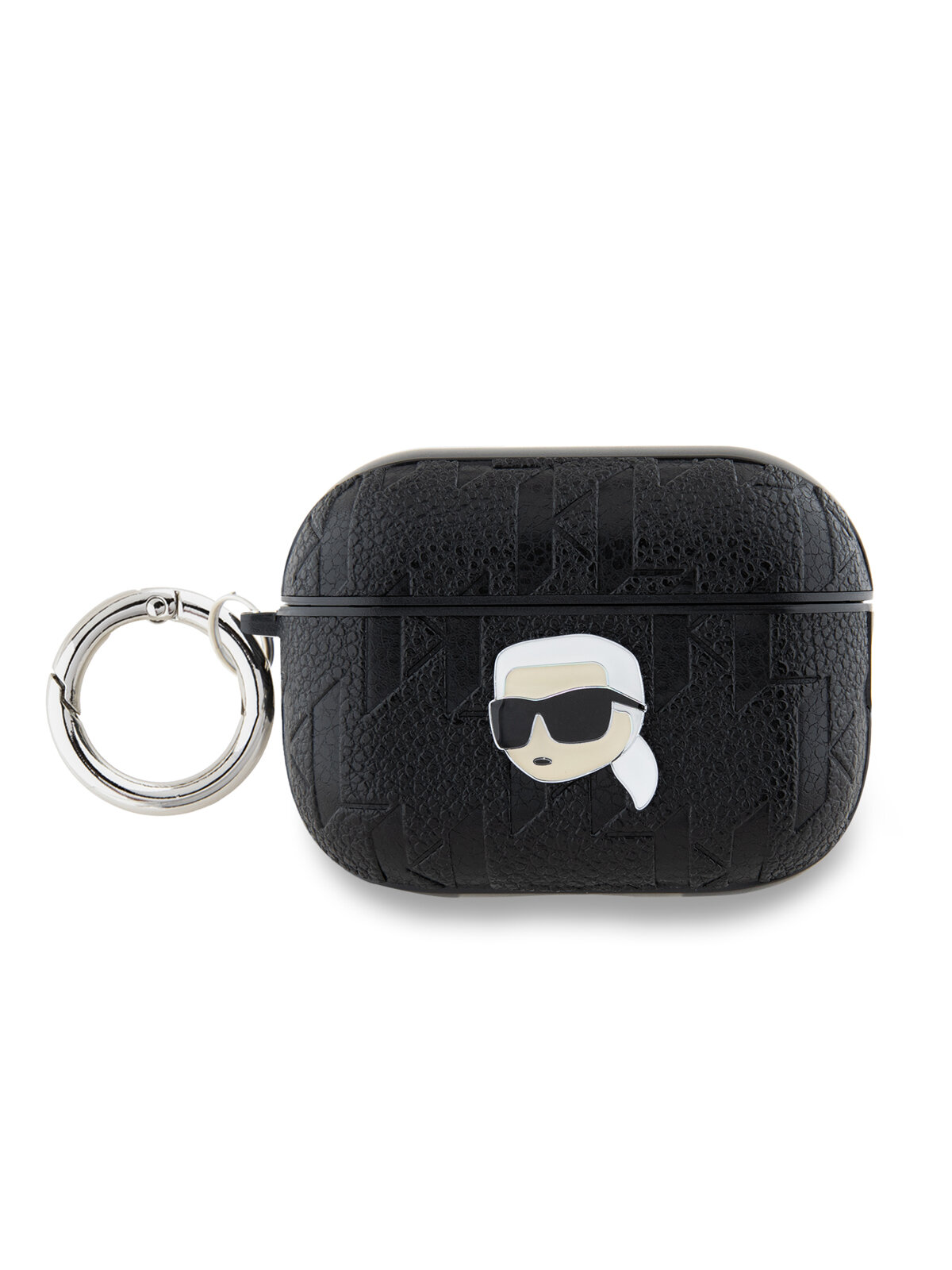 Lagerfeld для Airpods Pro 2 чехол PU Saffiano Monogram with ring NFT Metal Head Karl Black