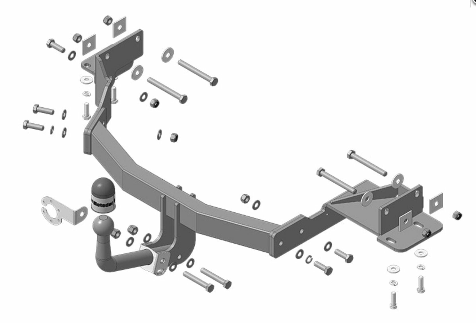 Фаркоп с эл-кой Smart для Kia Sorento Prime 2015-2018, 2018-н. в, Hyundai Santa Fe 2018-н. в (оцинк. Шар)(паспорт и сертификат в комплекте) 91006-A. Motodor