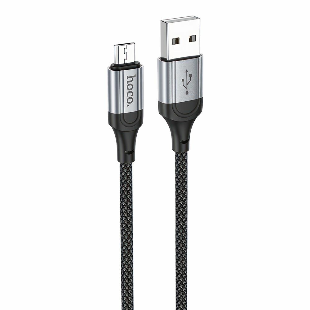 USB кабель HOCO X102 Fresh MicroUSB, 2.4А, 1м, нейлон (черный)