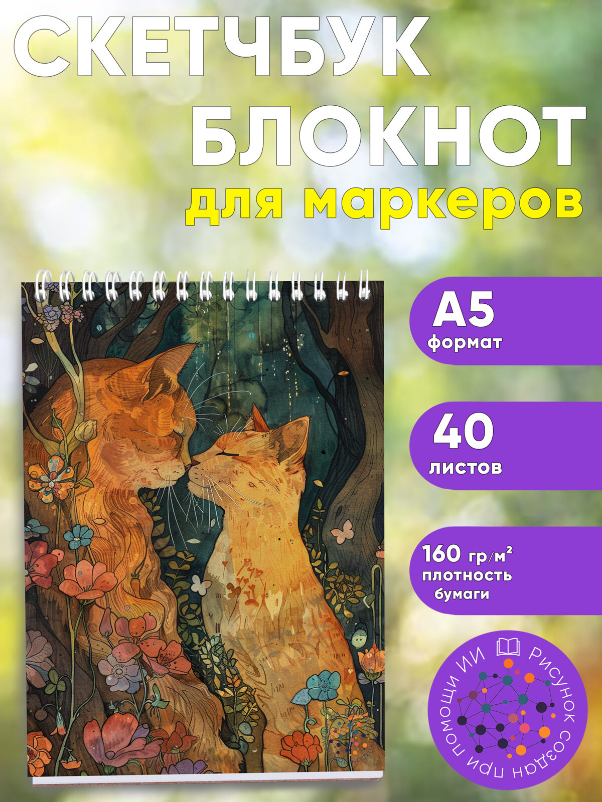 Скетчбук Мартовская любовь , А5 (размер 17 x 23 см)