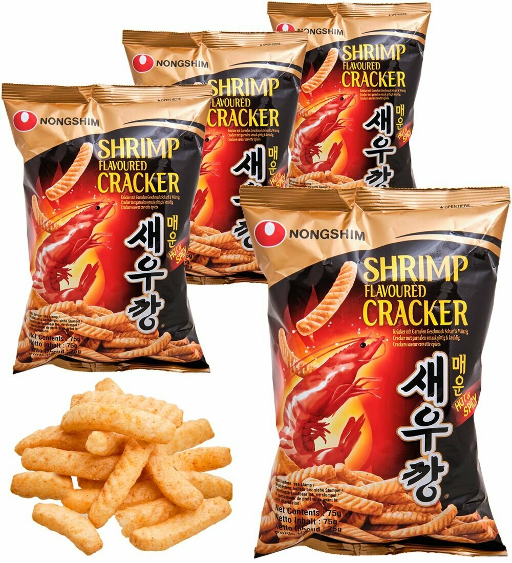 Чипсы 'Нонгшим' с креветочным вкусом, острые и пикантные, 4шт х 75г