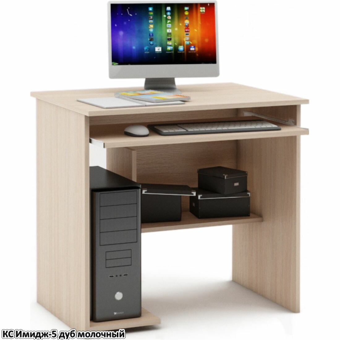 Компьютерный стол Имидж-5 Дуб-молочный, ЛДСП, МФ Владимир VMF, 80х74,6х60 см.