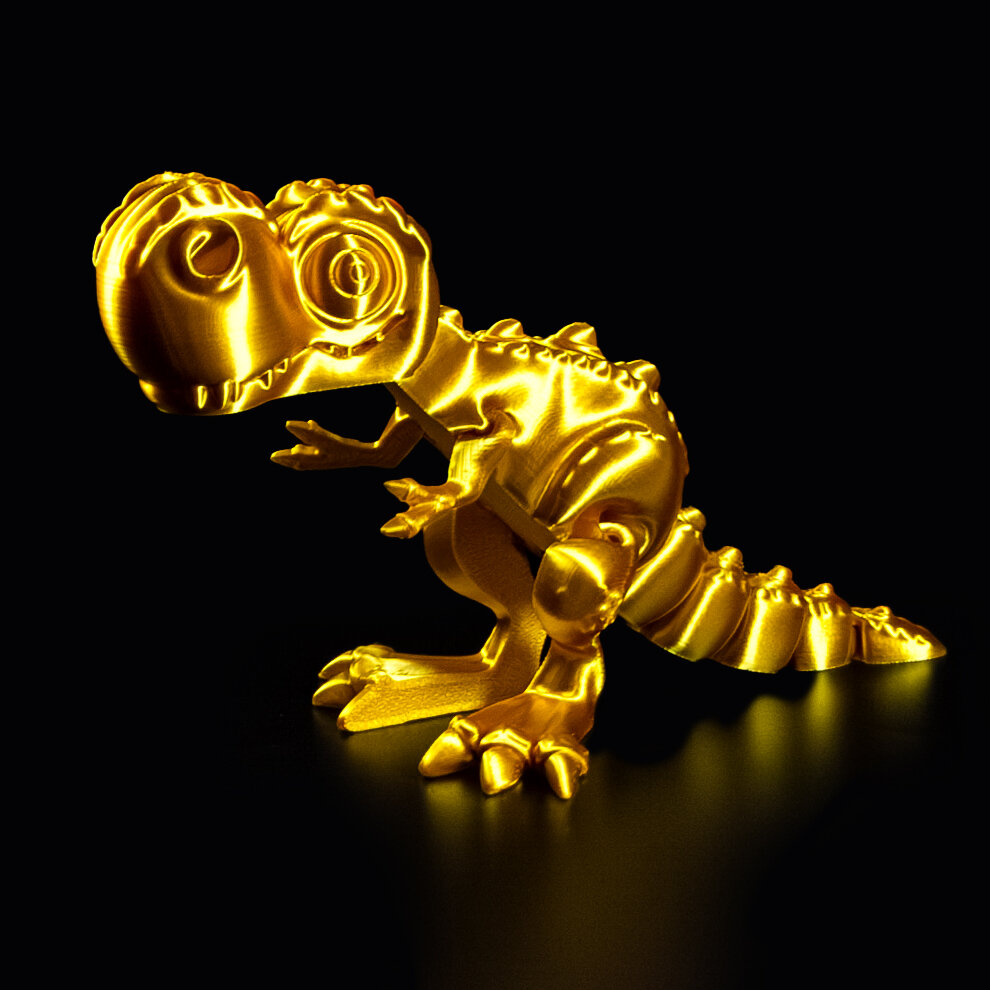 Милый динозаврик Т-Рекс (T-Rex dino), 3D печать, цвет - золотой
