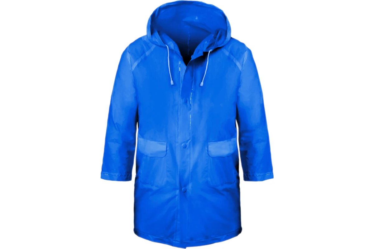 Komfi детский дождевик с капюшоном, 7-8 лет, голубой, ПВХ 130 мкм, на кнопках