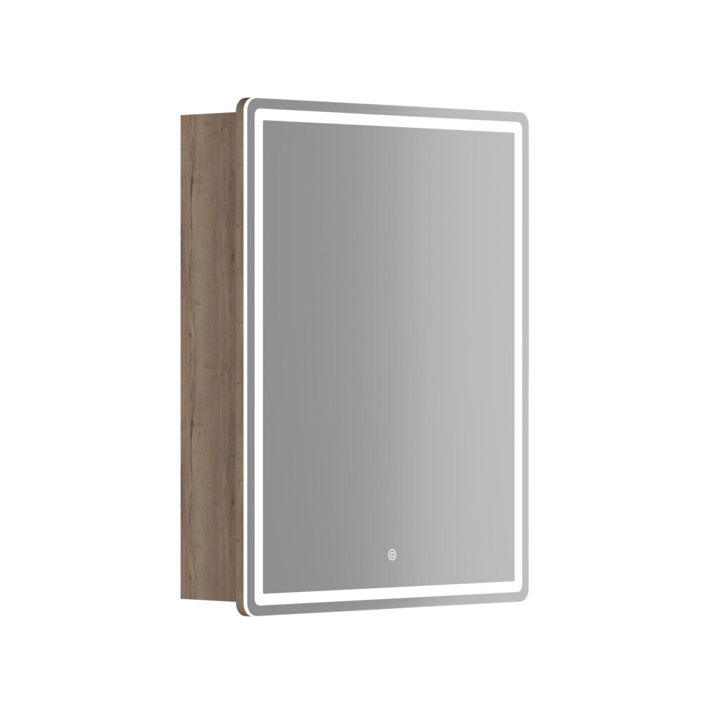 Зеркальный шкаф для ванной комнаты Sancos Mirror 590x150х740 мм, с LED подсветкой, цвет дуб галифакс натуральный , арт. MI60EG