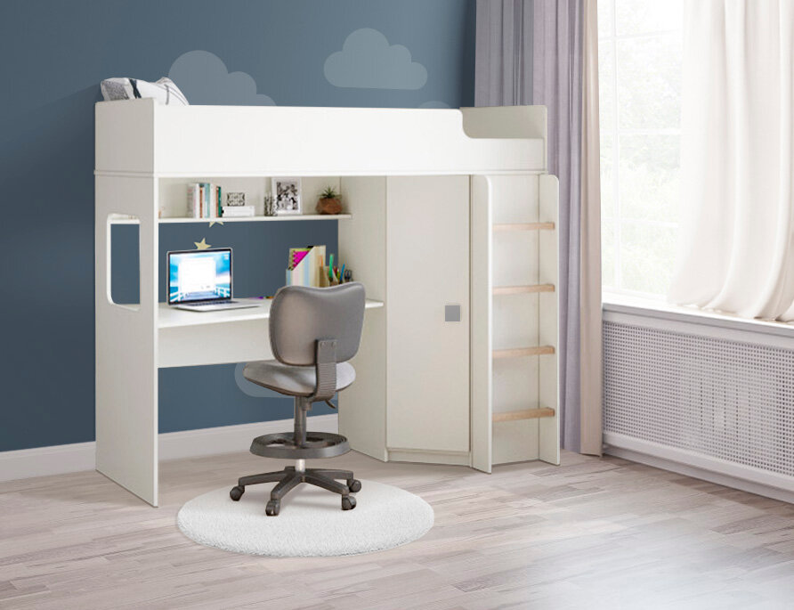 Кровать чердак Л-B605.41 75x175 Белый Белый