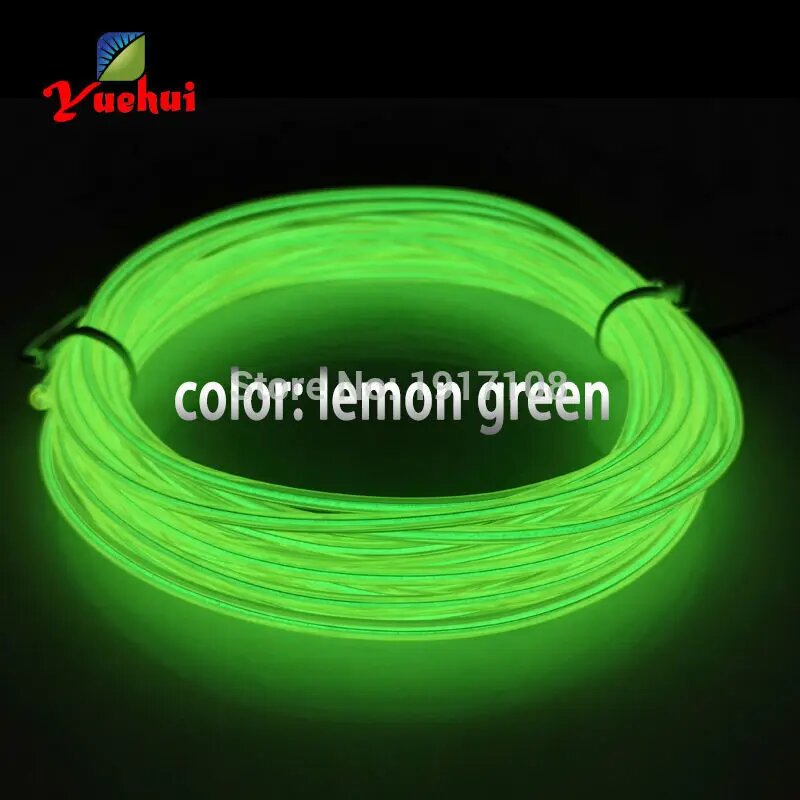 Неоновые нити YeahMaske 2.3mm, 5 метров, 10 цветов Зеленый, lemon green