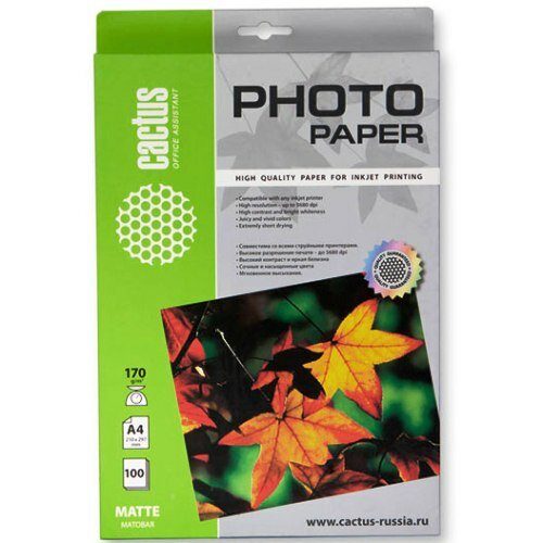 Фотобумага Cactus CS-MA4170100 A4/170г/м2/100л./белый матовое для струйной печати