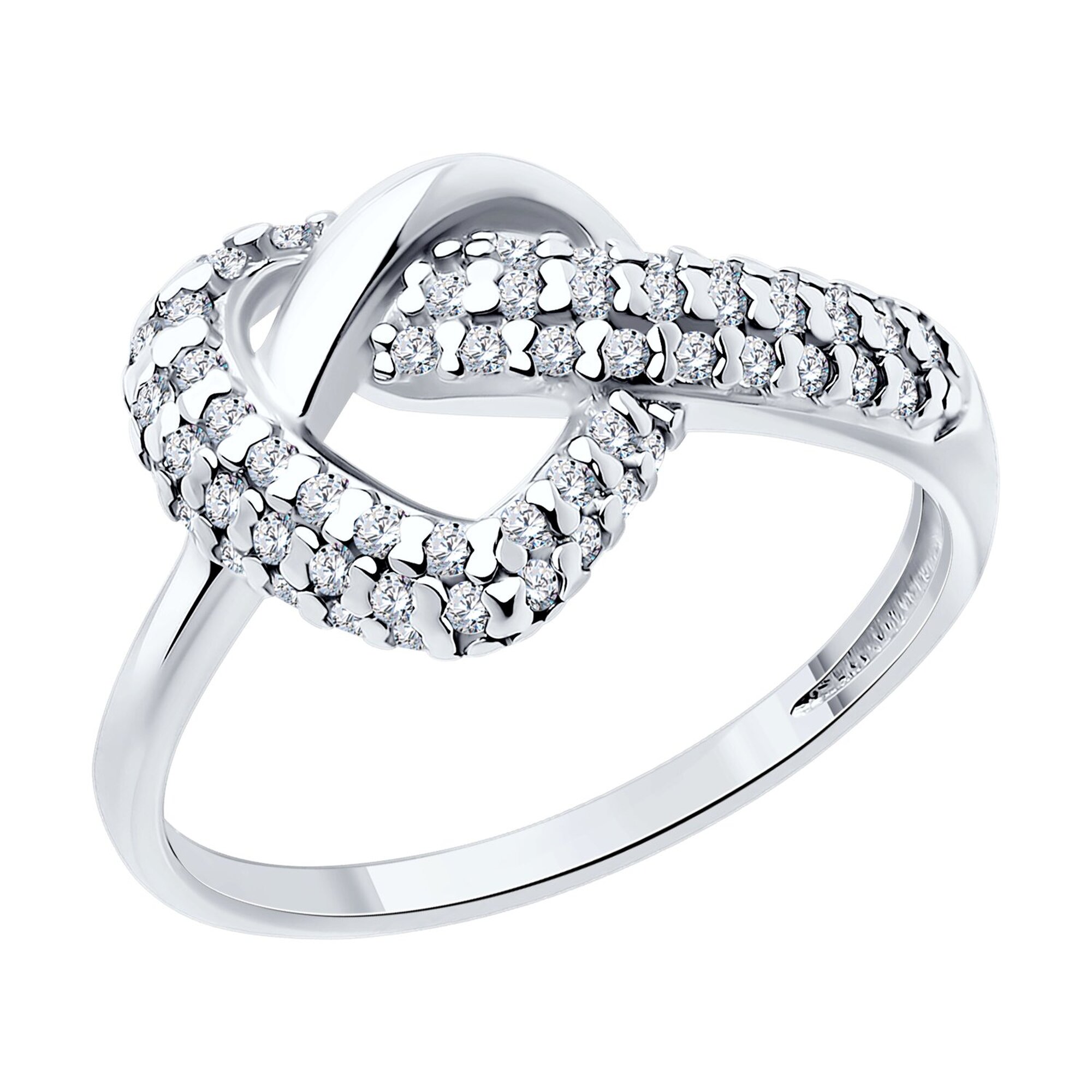 Кольцо, серебро, 925 проба, родирование, фианит