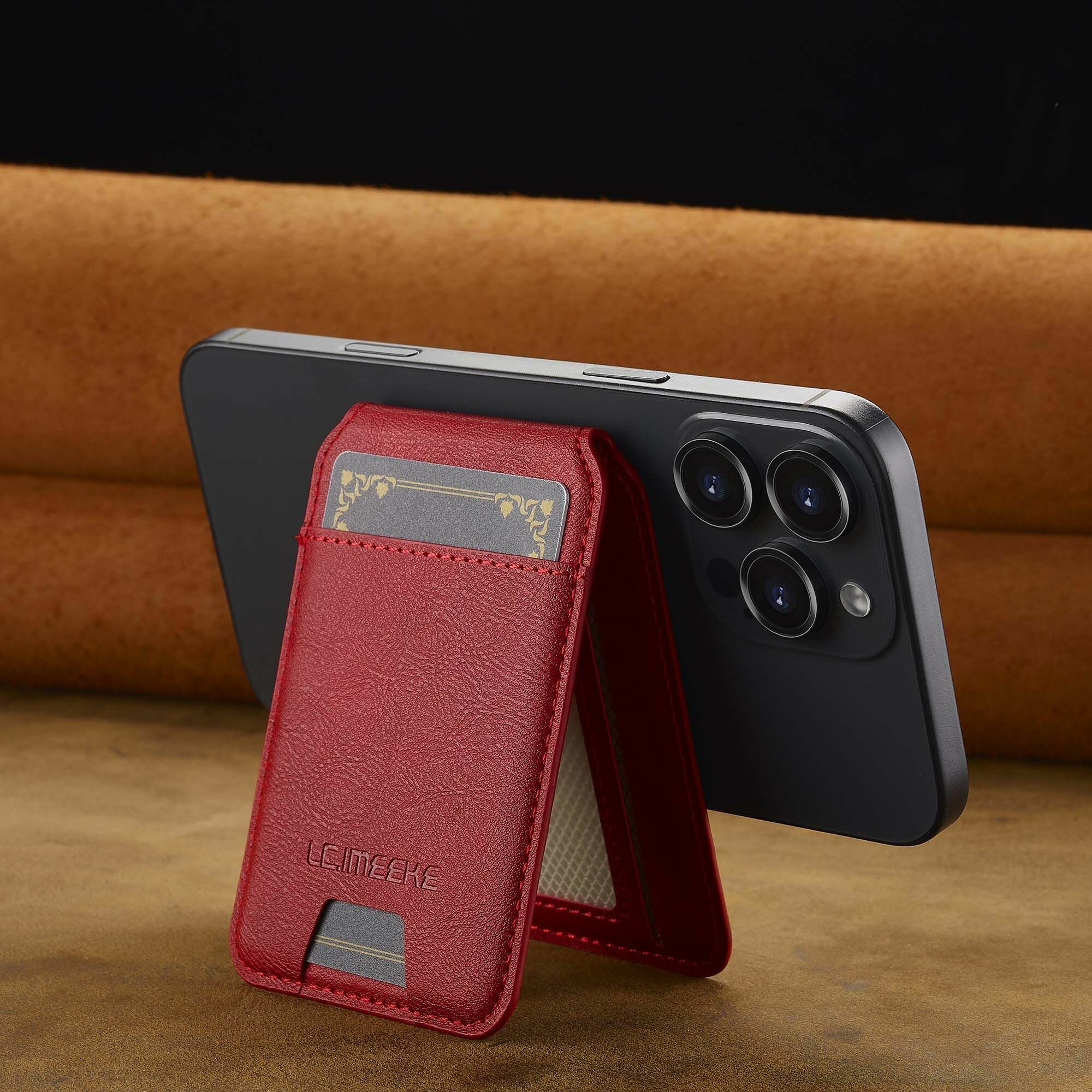 LCIMEEKE Кардхолдер и cкладная подставка Flash Wallet & Stand / Магнитный MagSafe/карман Кожаный кошелек для телефона/ Вмещает 3 карты/с блокировкой RFID