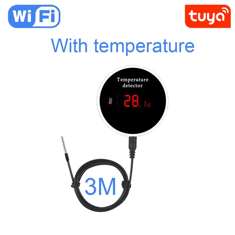 Умный Wi-Fi гигрометр Tuya с внешней температурой, With temperature 3M
