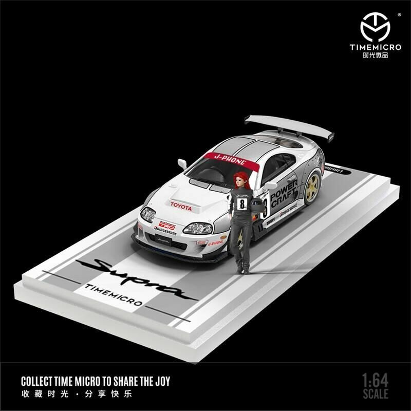 Коллекционная машинка Time Micro 1:64 Supra A80Z #8 Silver White Luxury with figure