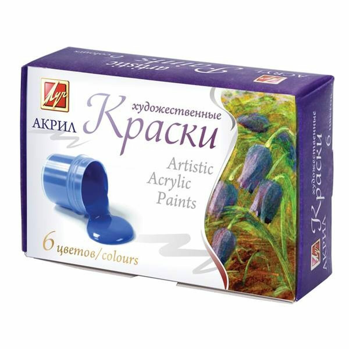 Краски акриловые 6 цветов Луч, по 15мл, художественные, картонная коробка (22С 1408-08), 24 уп.