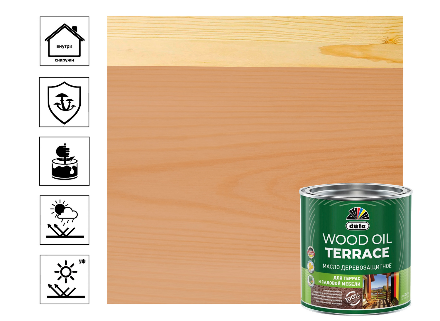 Масло Dufa Wood Oil Terrace, лиственница, огнебиозащита, 0.9 л