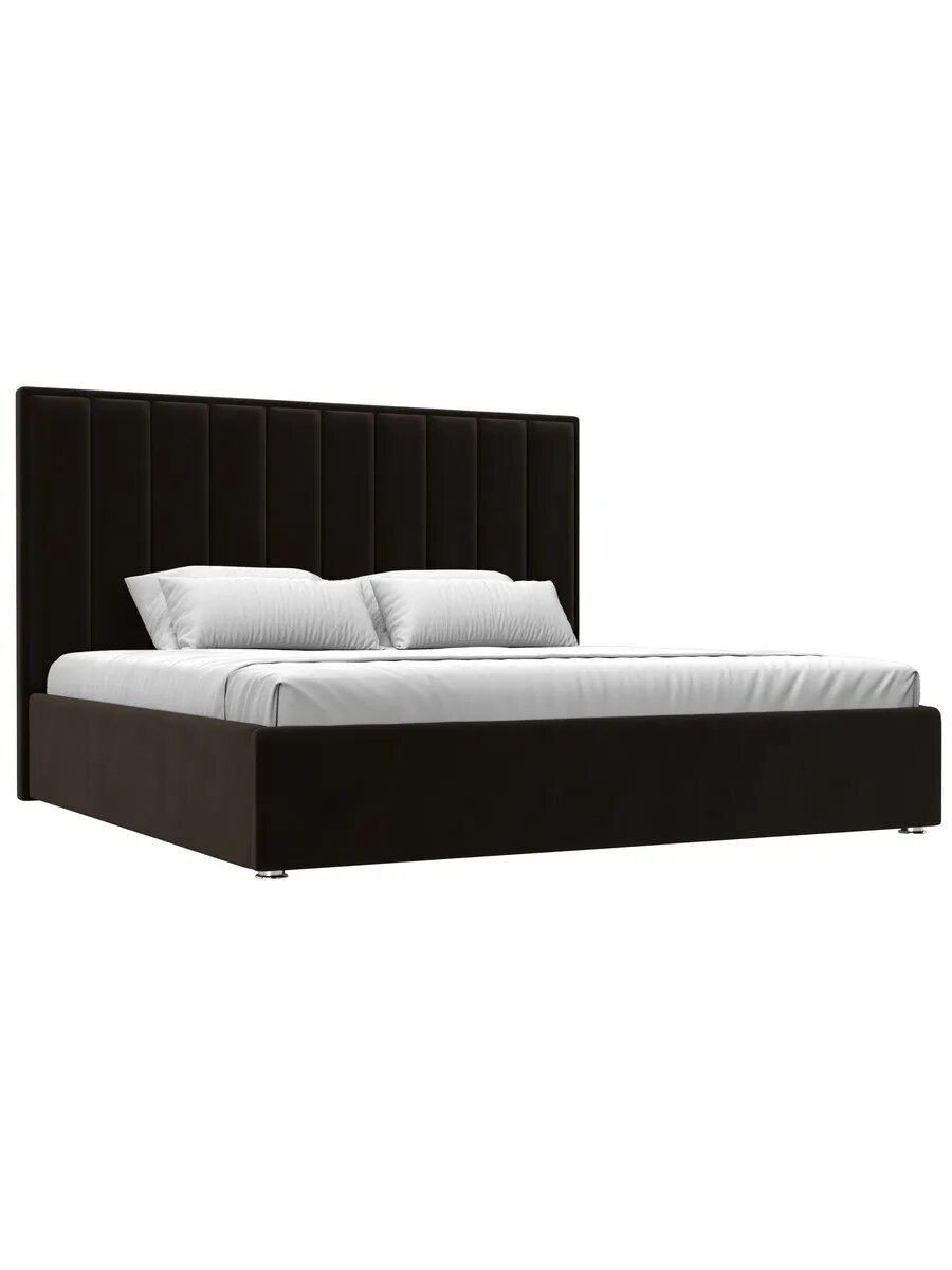 Кровать интерьерная Царица, спальное место 200х200 см, с ящиком для белья, на отропедических ламелях, микровельвет