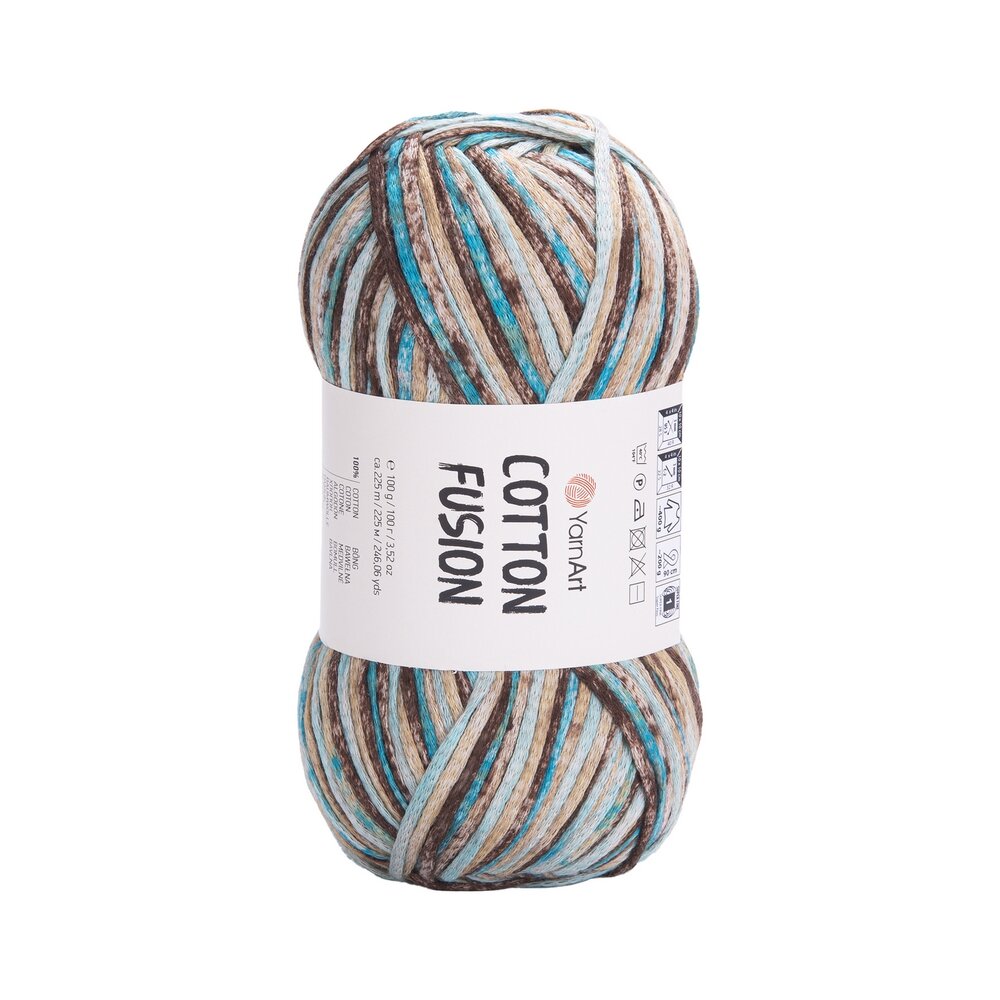 Пряжа для вязания YarnArt Cotton Fusion 3650 коричневый серый бирюзовый 100 гр/225 м 100% хлопок