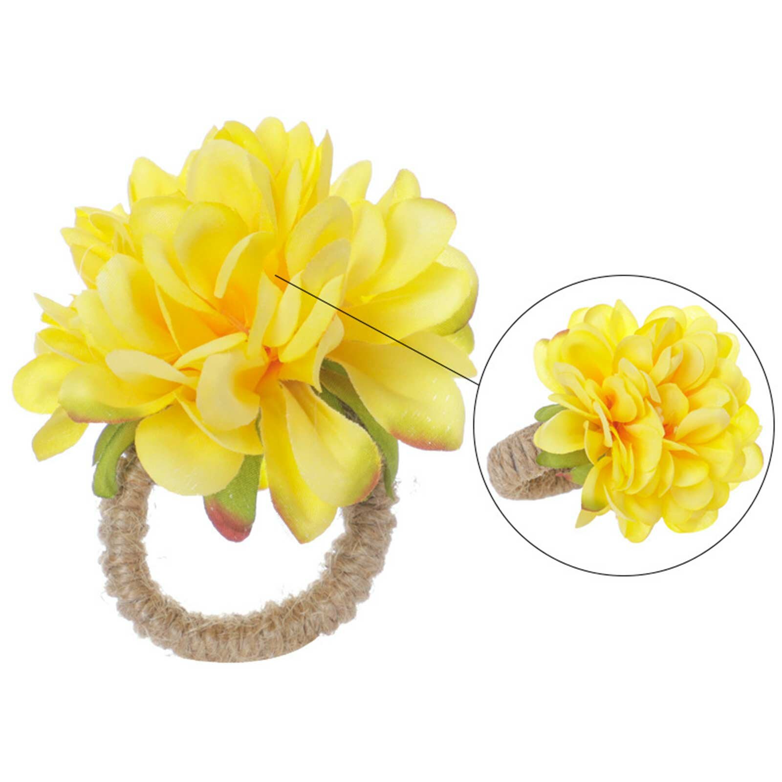 Маленькие кольца для салфеток с имитацией цветов ромашки, пряжки для салфеток из пеньковой веревки для декора стола, просты в использовании, идеально подходят для вечеринок и свадеб