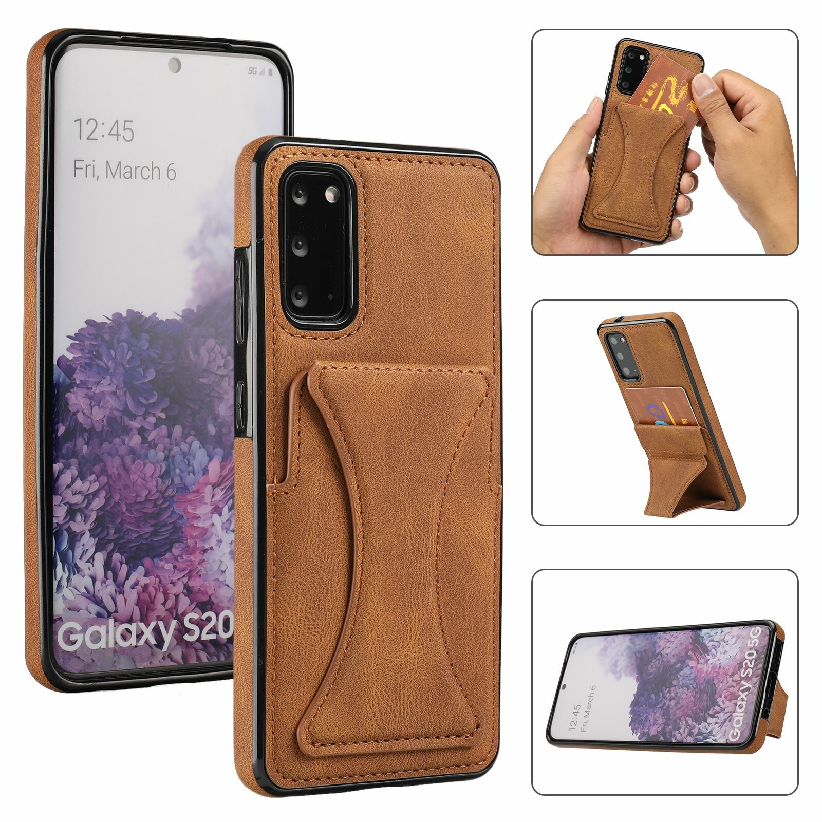 Чехол для телефона Samsung Galaxy S20 с карманом для карт и магнитной подставкой