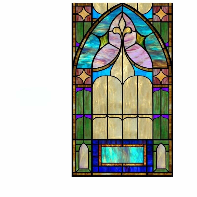 Наклейка с цветочным витражом Матовая статическая цепляющая оконная пленка