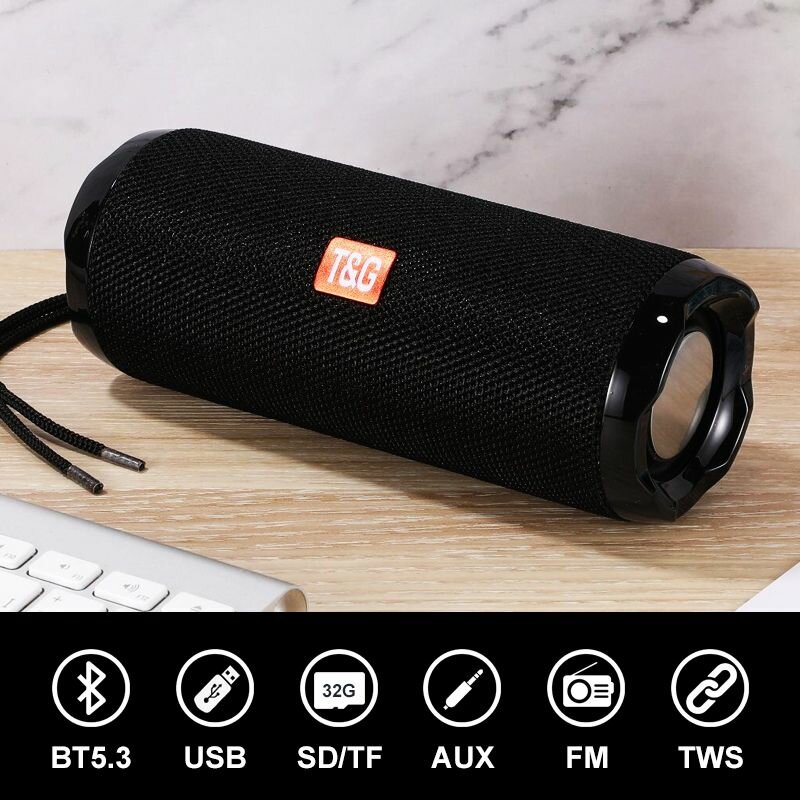 Портативная колонка, беспроводной бас-сабвуфер, водонепроницаемая наружная акустика, бумбокс, AUX TF USB стерео громкоговоритель, музыкальная шкатулка