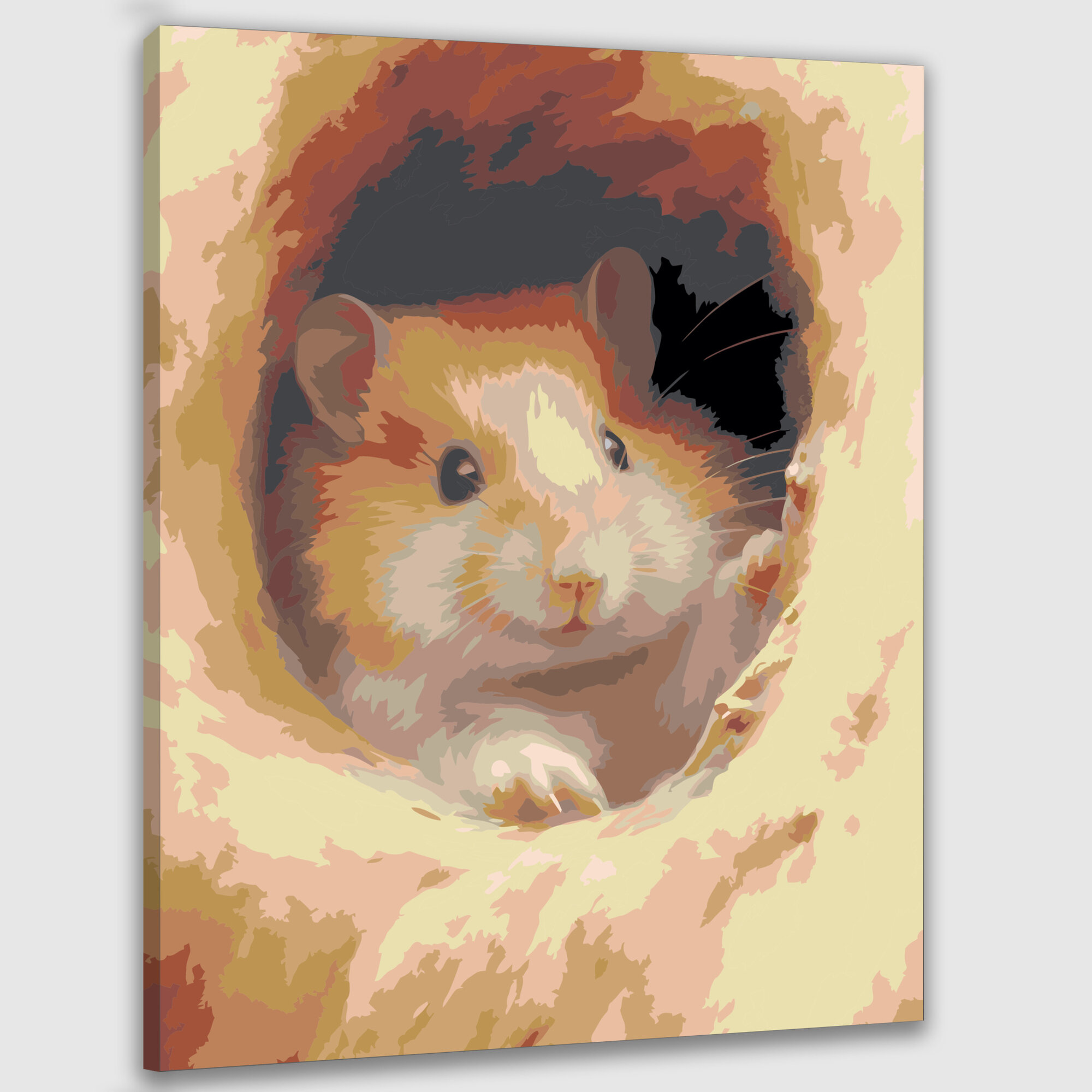 Картина по номерам 40x50 см, пастельный рисунок, хомячок, уютная норка, мягкие мазки, нежные мазки, ощущение уюта