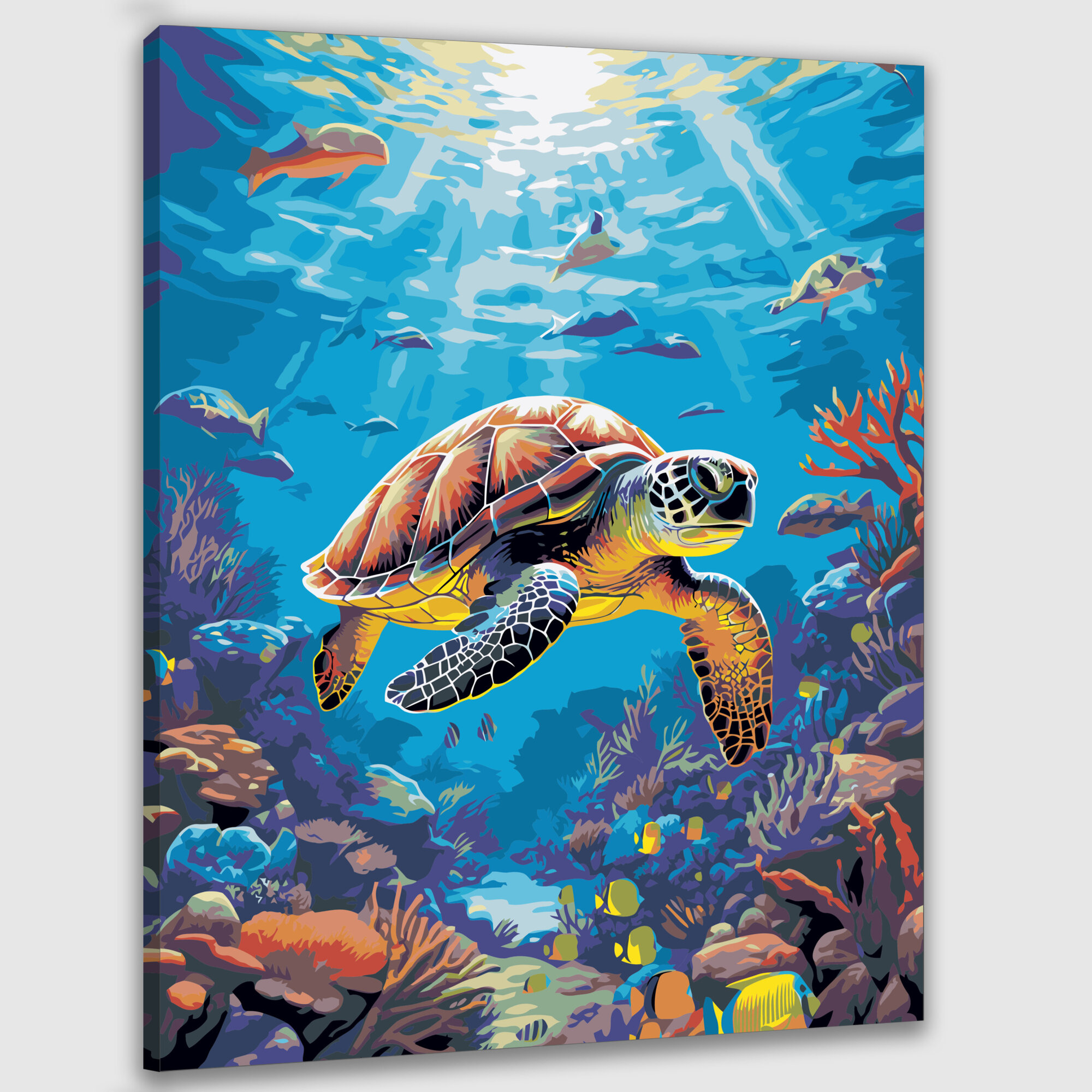 Картина по номерам 40x50 см, подводный мир, фантастические морские су, тропические рыбы, коралловые рифы, волны