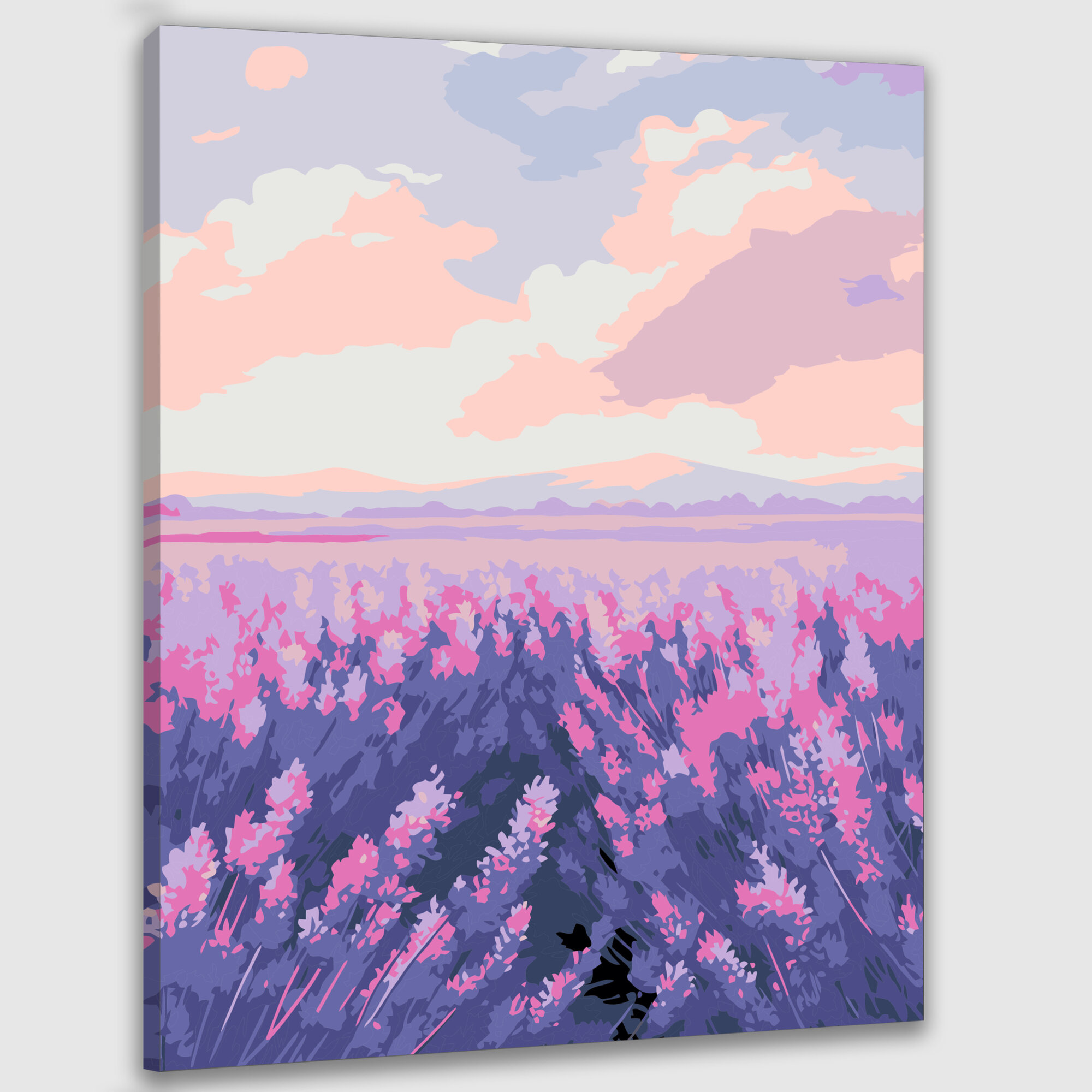 Картина по номерам 40x50 см, ланшафт, поле, лаванда, фотография, цвета, фиолетовые оттенки, безмятежное настроение