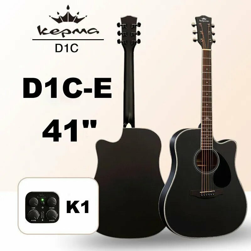 Kepma Kama D1C черная 41-дюймовая флагманская гитара для начинающих мальчиков и девочек