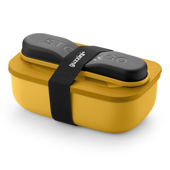 Ланч-бокс Guzzini Store & Go 2 отделения (0,3 + 0,9 л), с приборами, желтый (171102236)