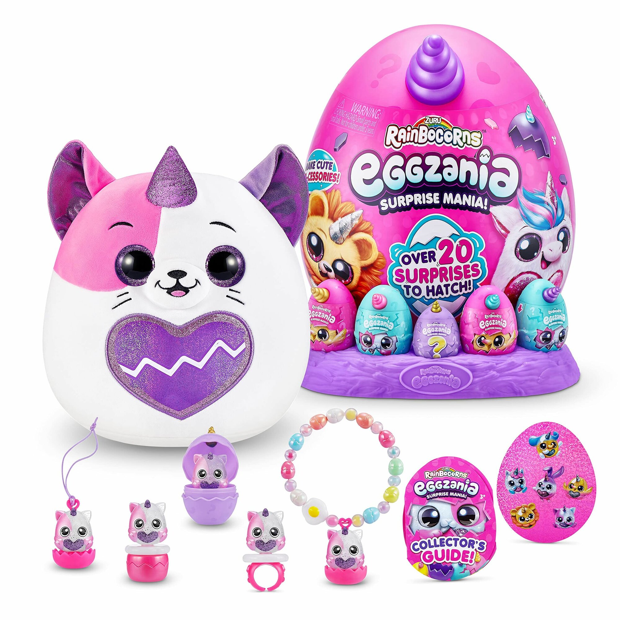 Zuru Rainbocorns Eggzania Surprise Mania Surprise Eggs / Эггзания - Мания сюрпризов, Яйца-сюрпризы, с 5 мини-яйцами, наклейками, слизью, Коллекционным плюшевым чучелом животного